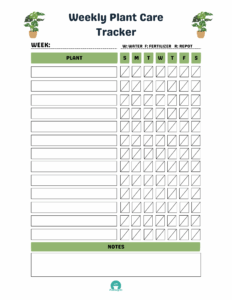 Free Weekly Houseplant Care Tracker Printable - Planting 101